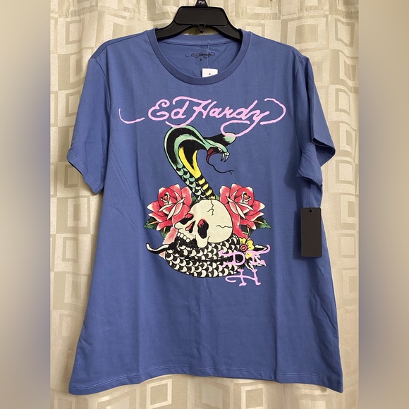 Ed Hardy | Shirts | Nwt Ed Hardy Snake Skull Rose Tee Shirt | Poshmark